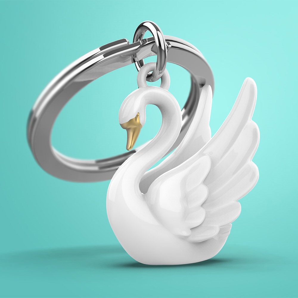 White Swan Keychain - Wildlife - Keychain - Metalmorphose